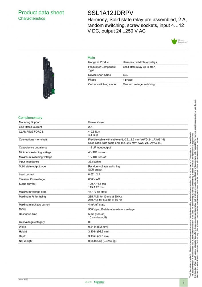 SSL1A12JDRPV technical document page 1