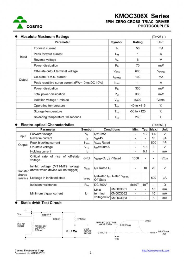 KMOC3063 datasheet page 3