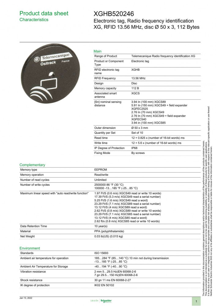 XGHB520246 technical document page 1