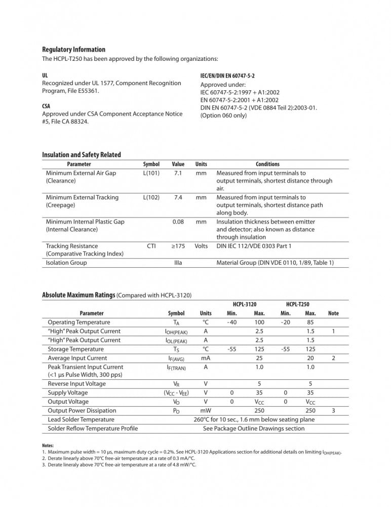 HCPL-T250 datasheet page 5