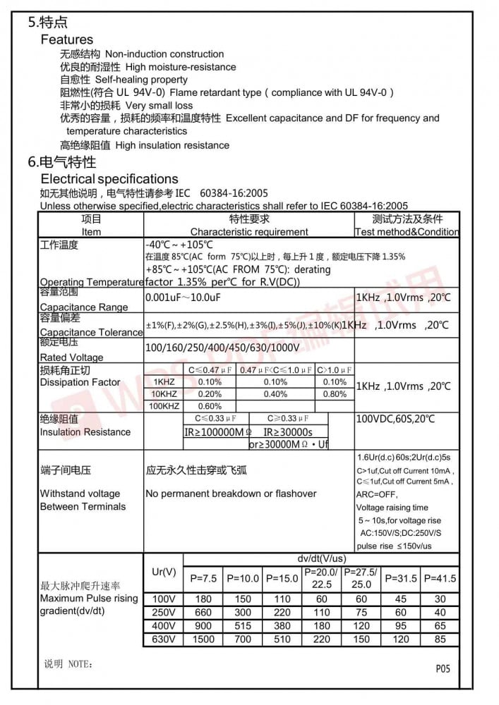 Dersonic CFC2J155JG0654 datasheet page 5