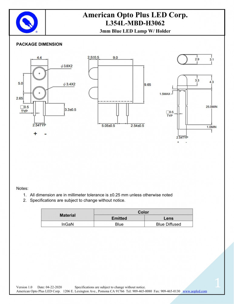 L354L-MBD-H3062 datasheet page 1