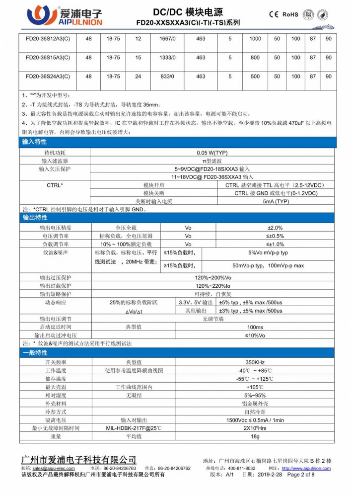 FD20-36S24A3C datasheet page 2