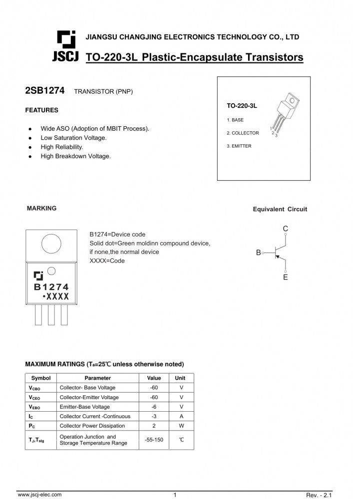 2SB1274 datasheet page 1