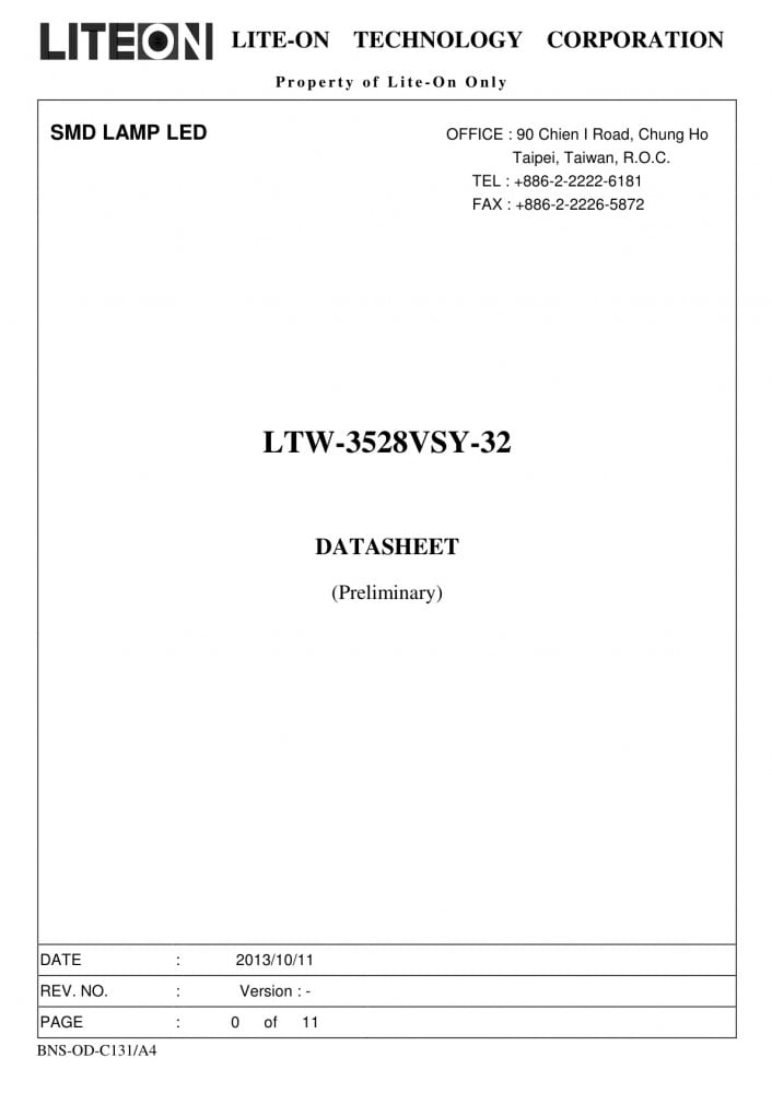 LTW-3528VSY-32 datasheet page 1