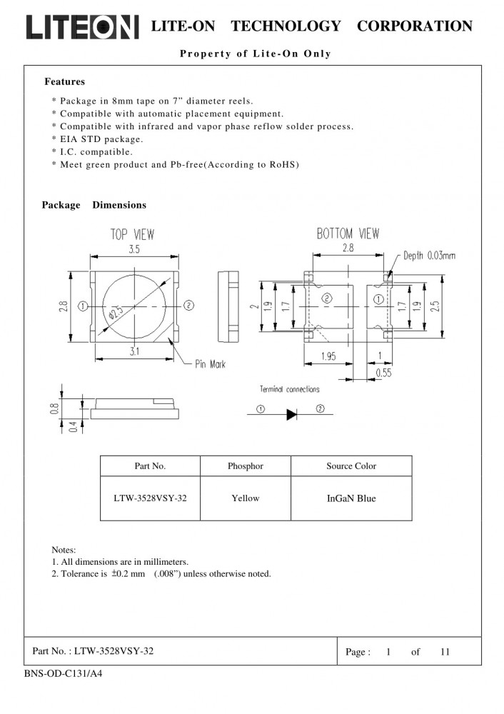 LTW-3528VSY-32 datasheet page 2