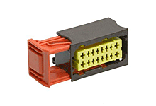 3.33mm / 6.00mm Pitch Hybrid Inline Female Housing, Right Slide Orientation, Dual Row, 16 Circuits, Brown for sale