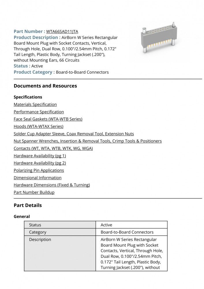 WTA66SAD11JTA technical document page 1