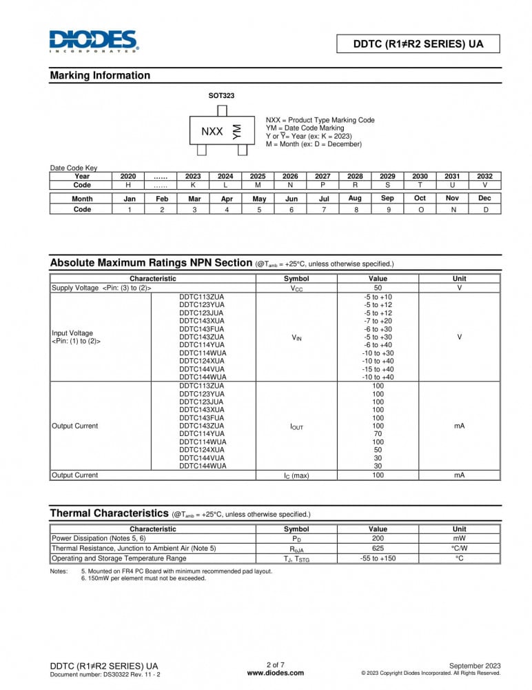 DDTC143ZUA-7-F datasheet page 2