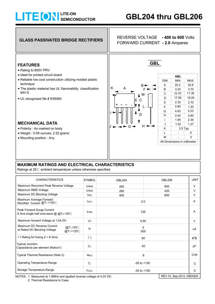 S-GBL206-TU-LT datasheet page 1