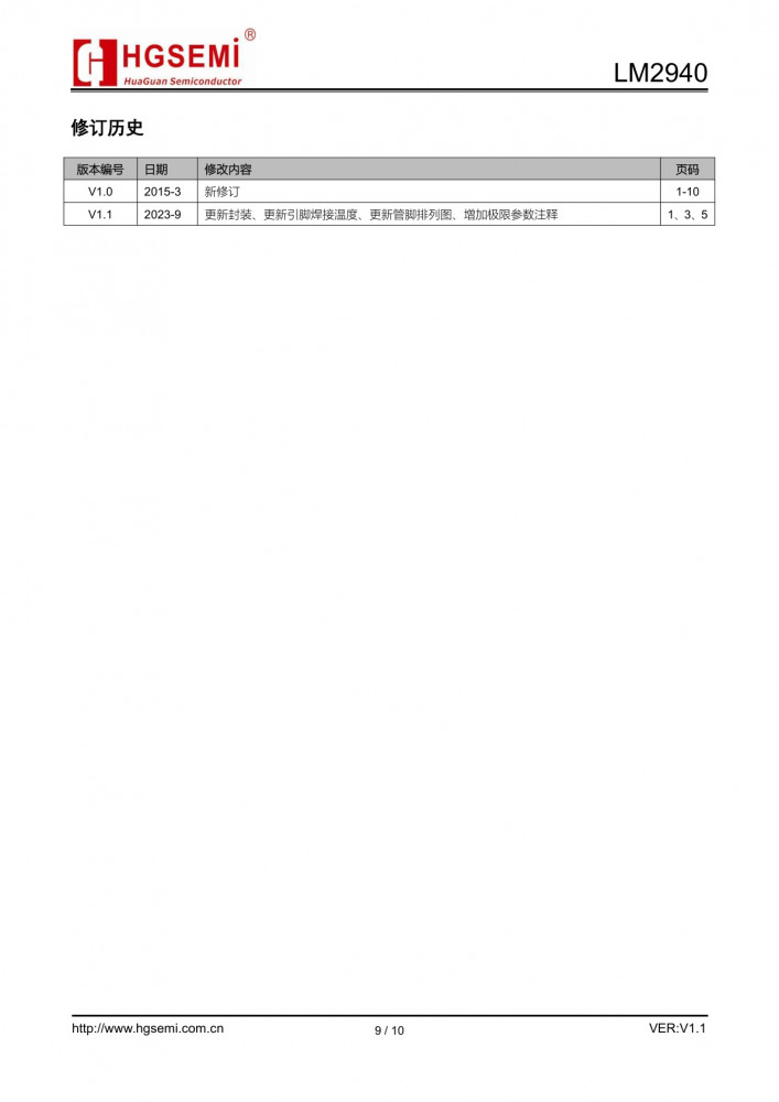 HGSEMI LM2940 datasheet page 9