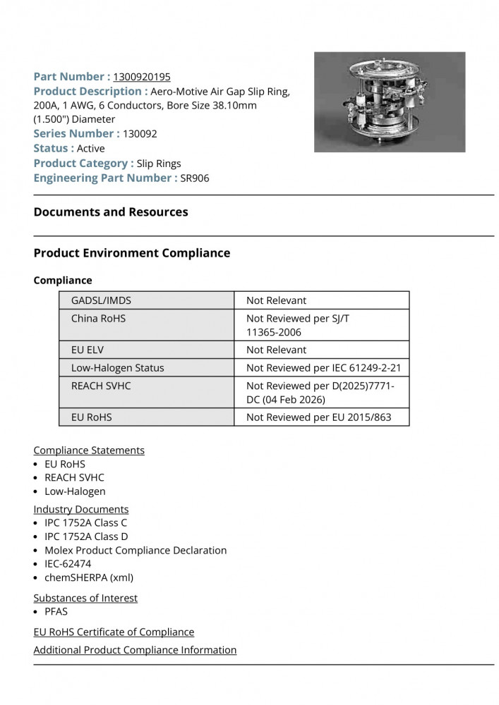 MOLEX 1300920195 technical document, page 1