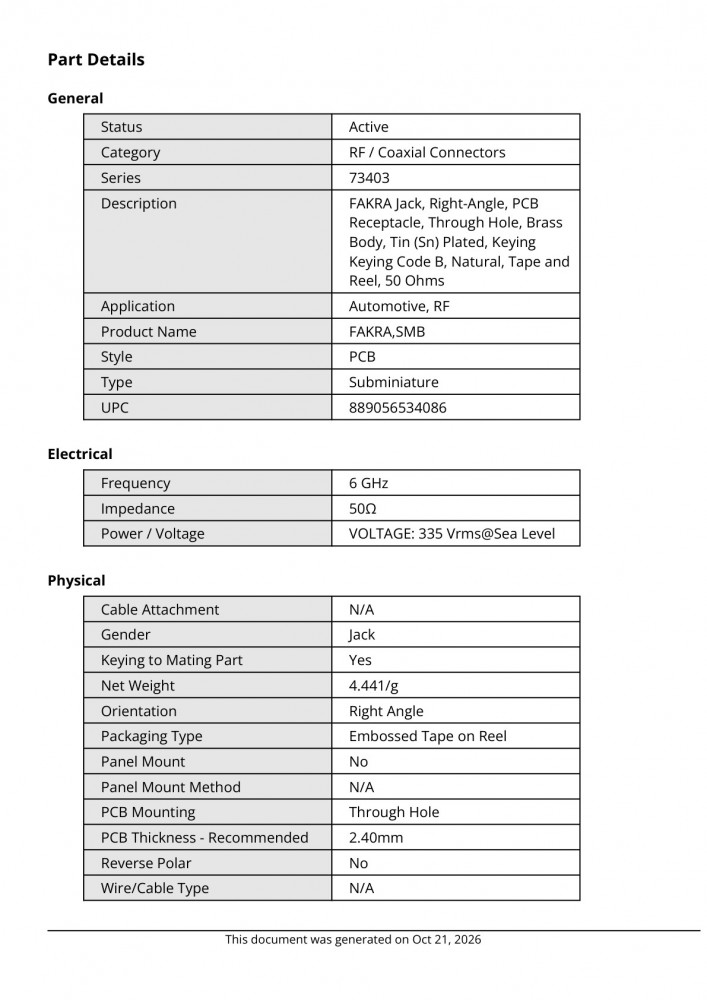 Product document image 2 for MOLEX 734036501