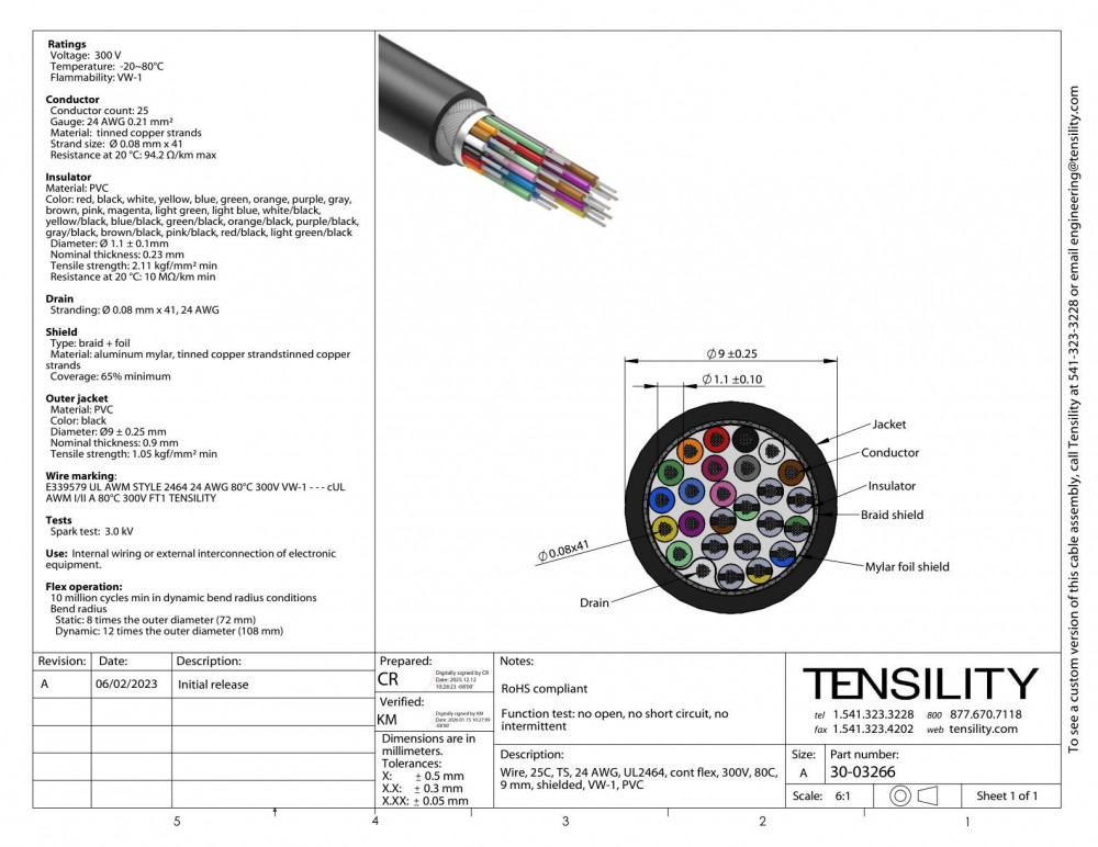 Tensility International 30-03266 cable drawing