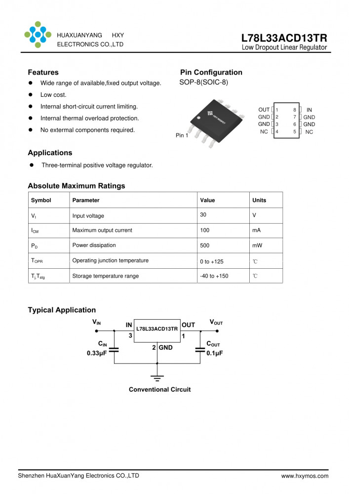 L78L33ACD13TR-HXY datasheet page 1