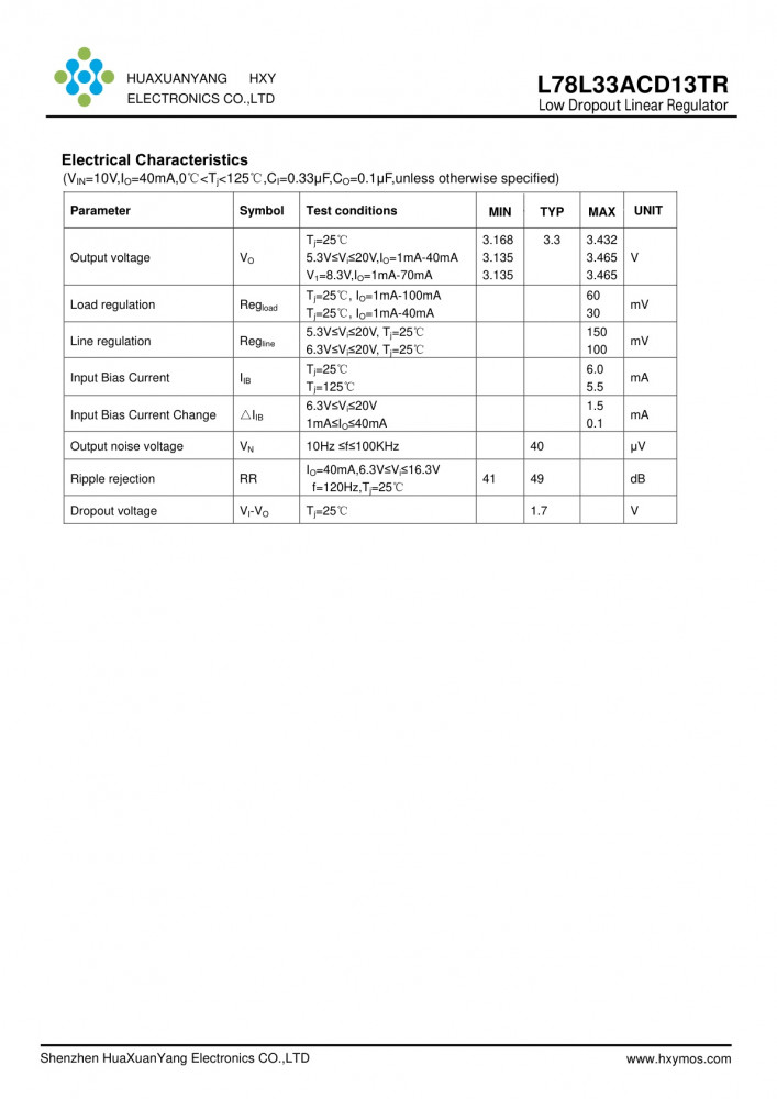 L78L33ACD13TR-HXY datasheet page 2