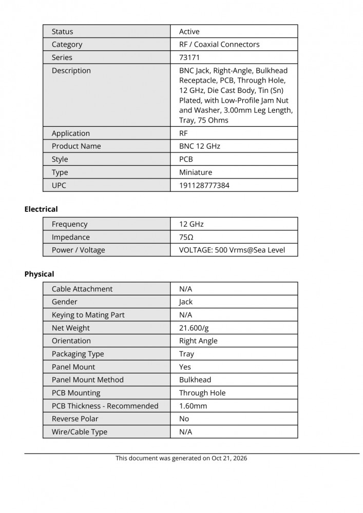 Product document image 2 for MOLEX 731716891