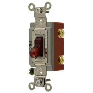 Extra Heavy Duty Industrial Grade, Toggle Switches, General Purpose AC, Single Pole, 15A 120/277V AC, Back and Side Wired Toggle