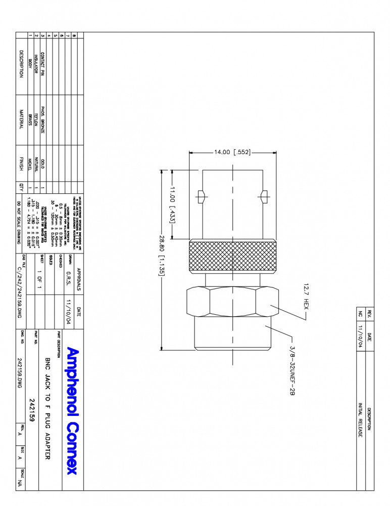 Amphenol 242159 technical drawing