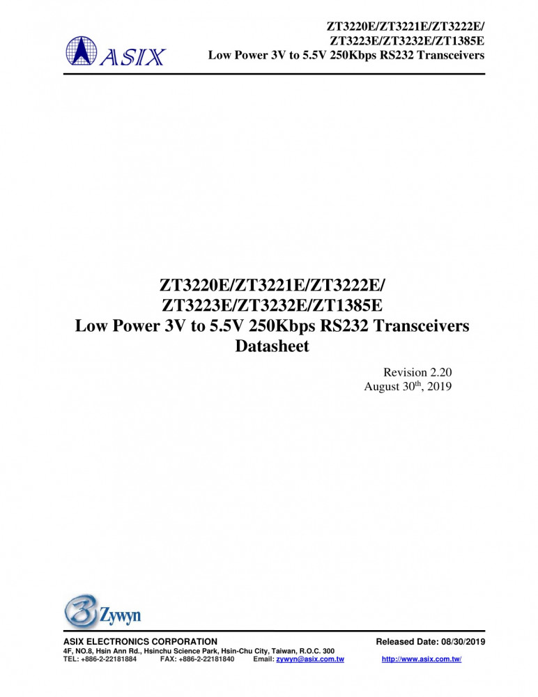 ZT3232LEEN datasheet page 1