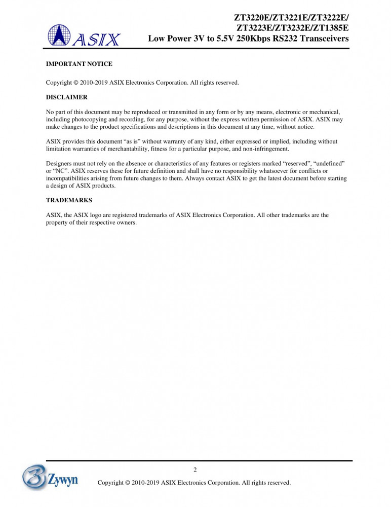 ZT3232LEEN datasheet page 2