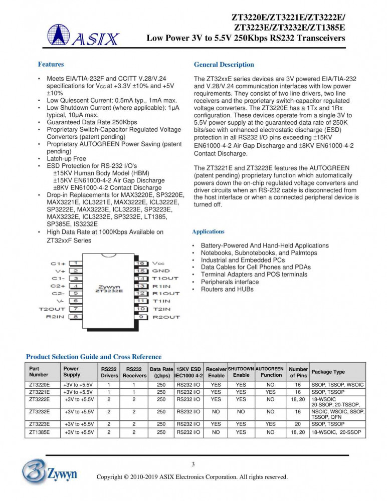 ZT3232LEEN datasheet page 3