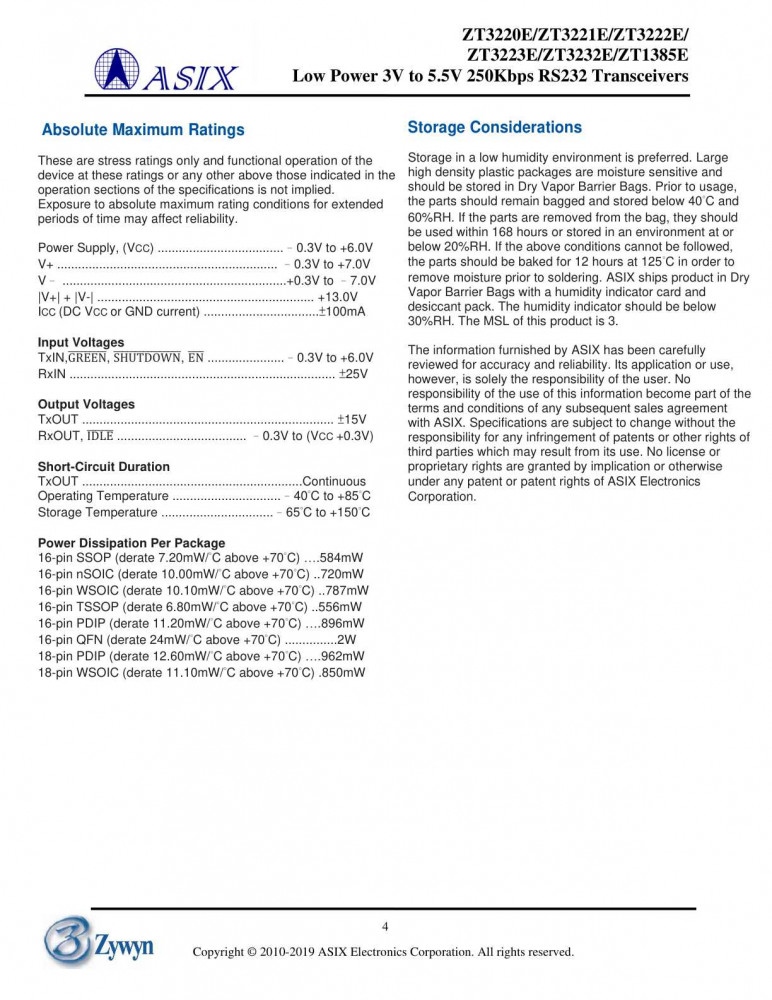 ZT3232LEEN datasheet page 4
