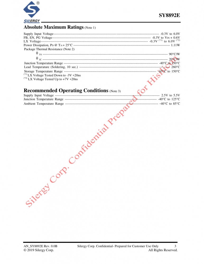 SY8892EARC datasheet page 3