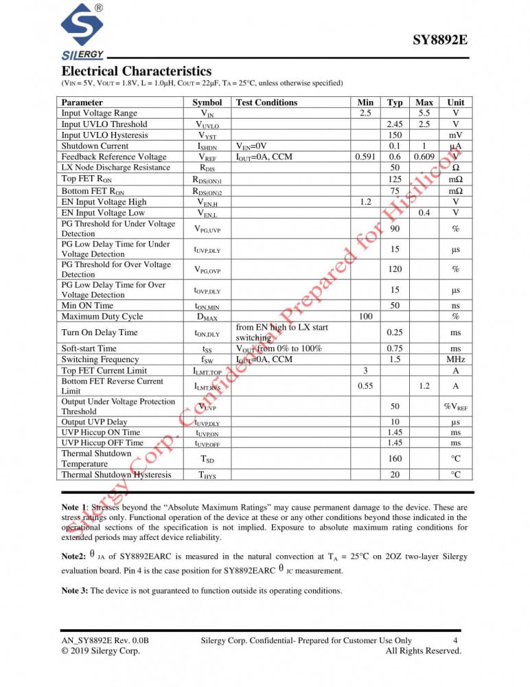 SY8892EARC datasheet page 4