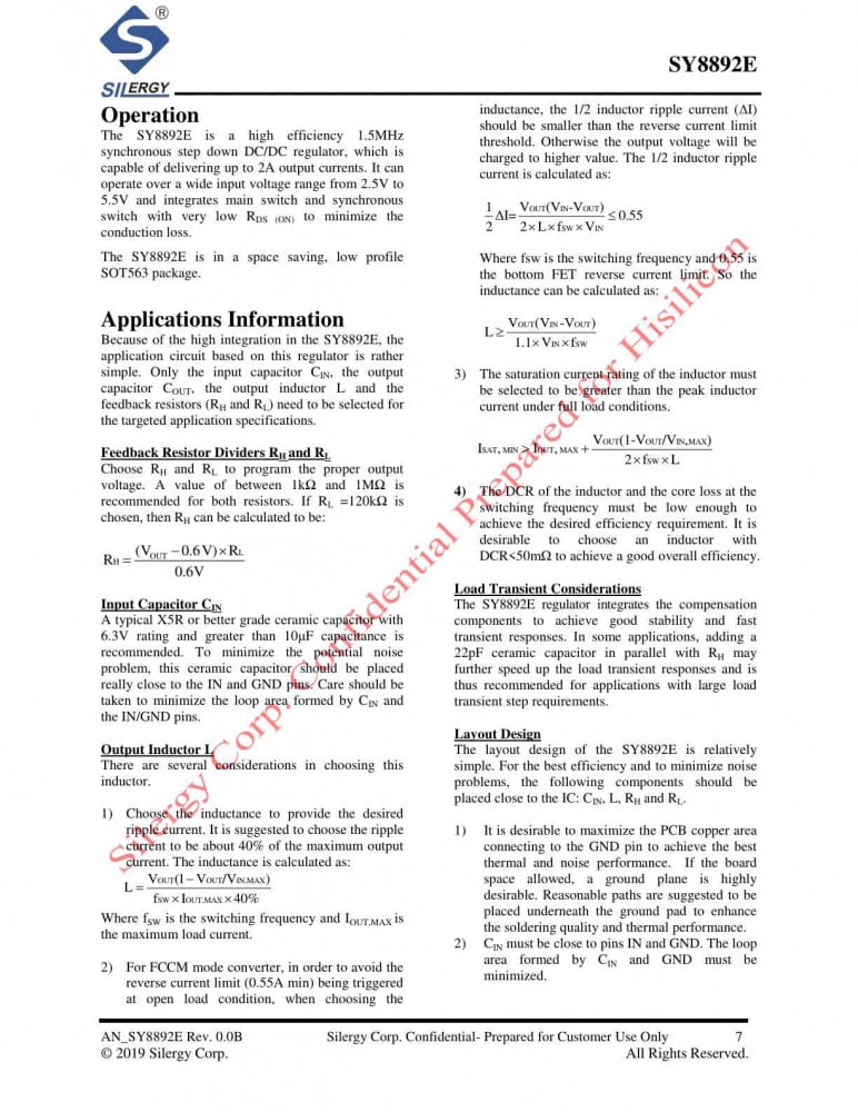 SY8892EARC datasheet page 7