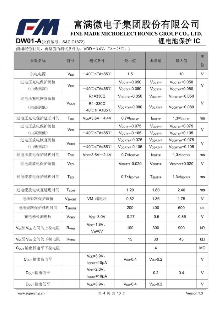 DW01-A datasheet page 4