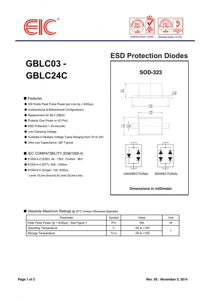 EIC GBLC12C datasheet page 1