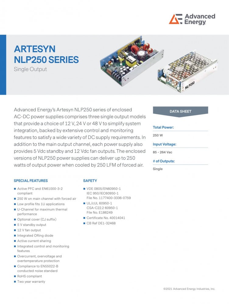 NLP250 series datasheet page 1