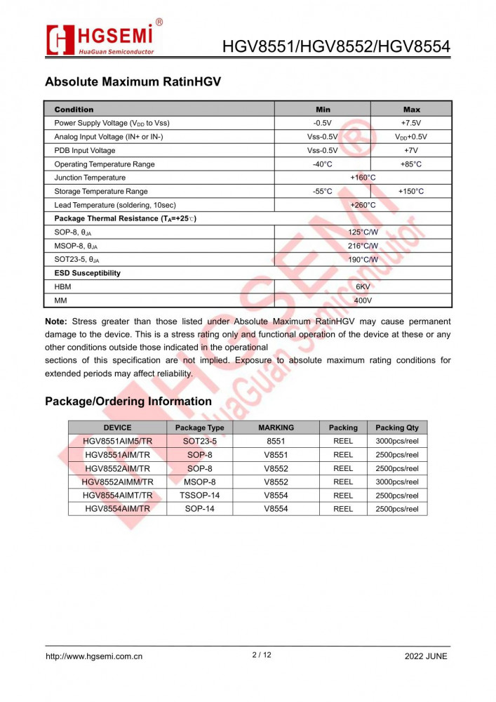 HGV8552AIMM/TR datasheet page 2