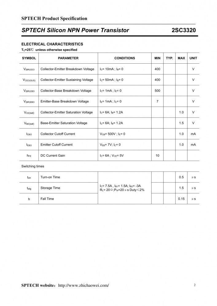 2SC3320 SPTECH datasheet page 2
