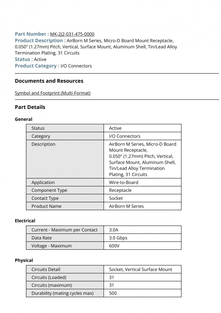 Technical document page 1 for MK-2J2-031-475-0000