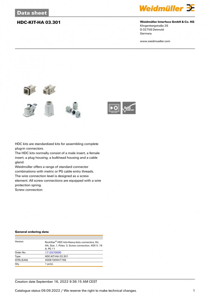 WEIDMULLER 1712570000 technical document page 1