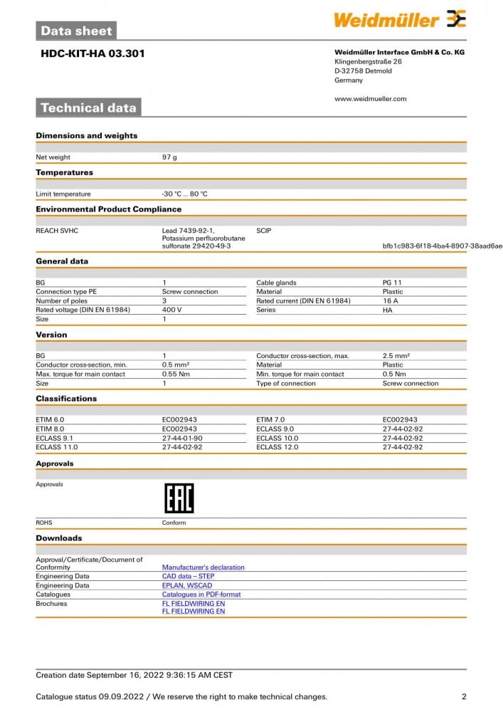 WEIDMULLER 1712570000 technical document page 2