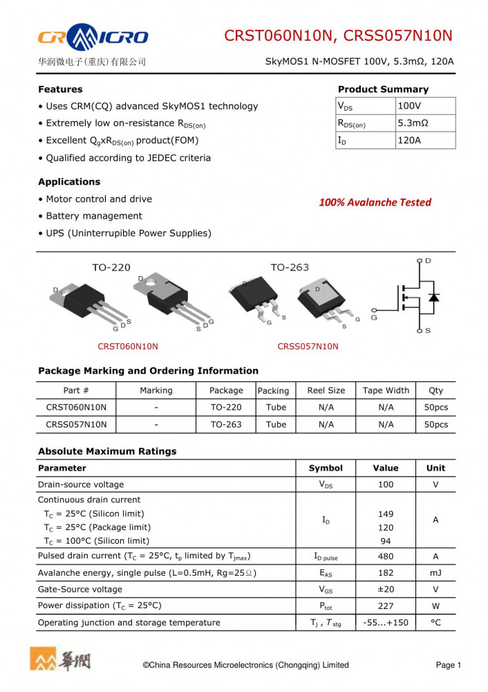 CRST060N10N datasheet page 1