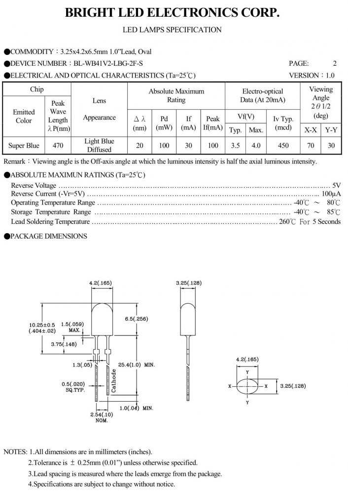 BL-WB41V2-LBG-2F-S datasheet page 1