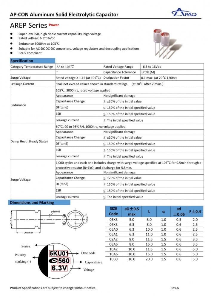 APAQ AREP Series Power technical document page 1