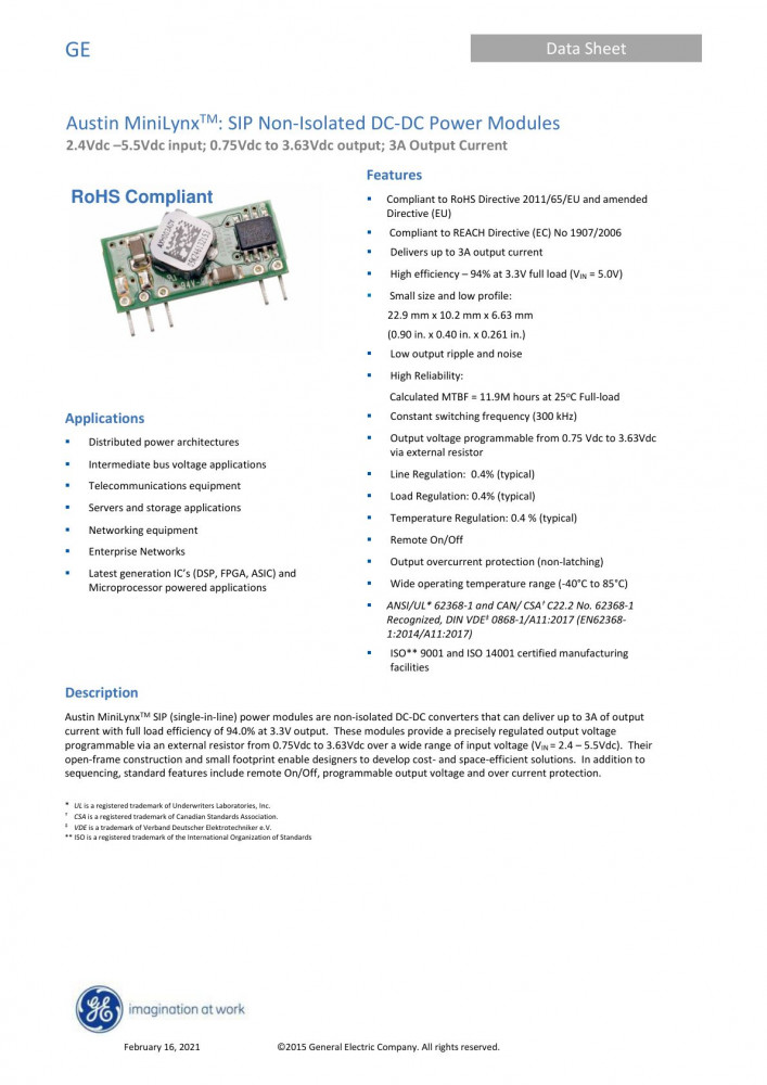 AXH003A0XZ datasheet page 1