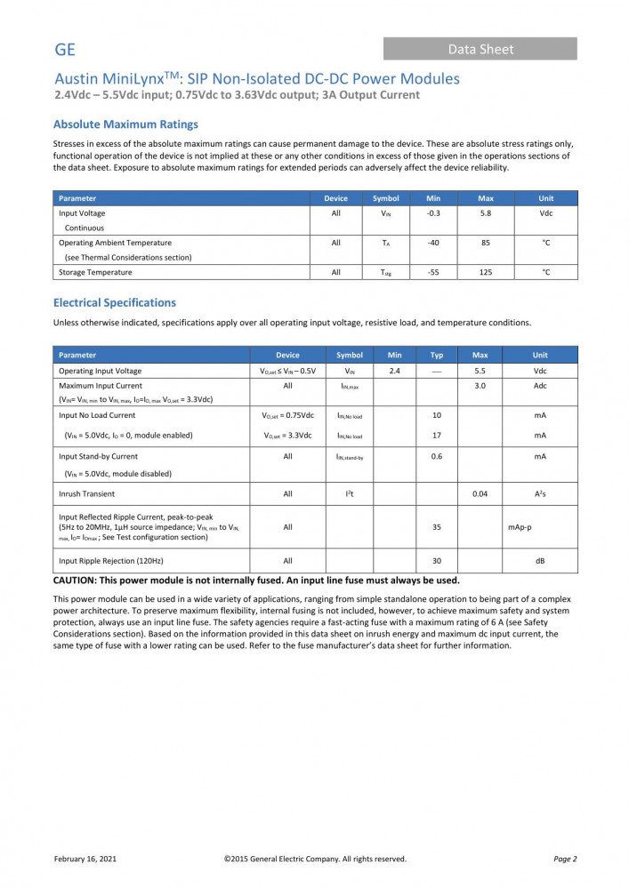 AXH003A0XZ datasheet page 2