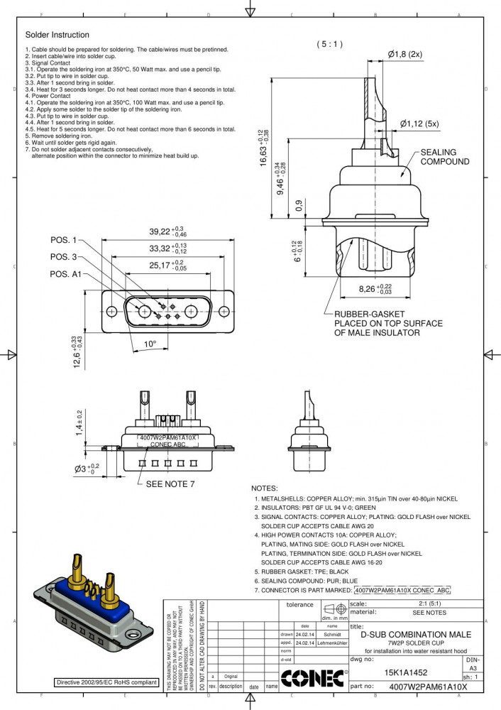 Conec 4007W2PAM61A10X product drawing preview