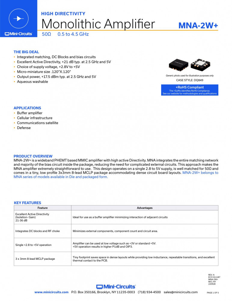 MNA-2W+ technical document page 1