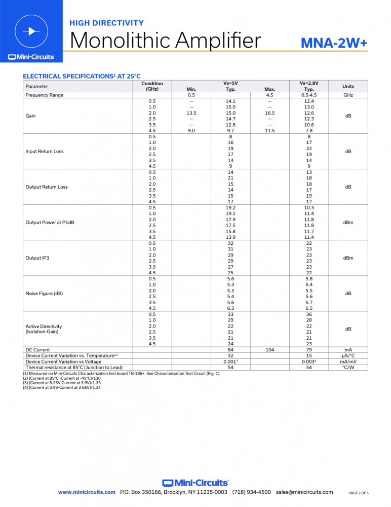 MNA-2W+ technical document page 2