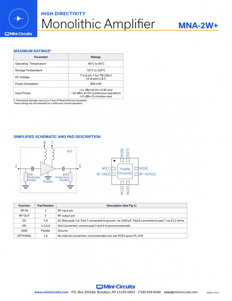 MNA-2W+ technical document page 3