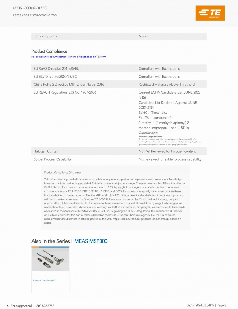 M3051-000002-017BG technical document page 2