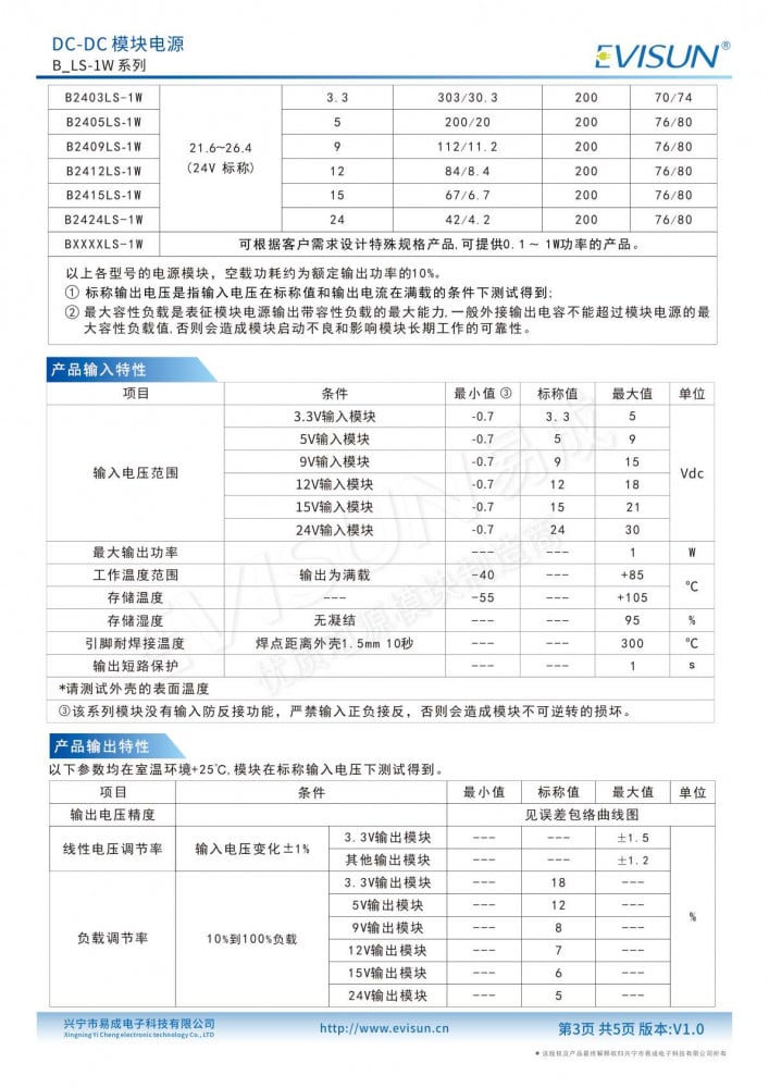EVISUN B2412LS-1W datasheet page 3