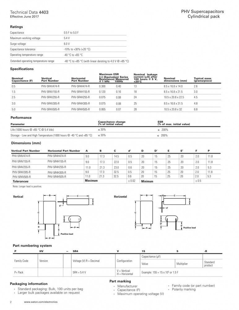 PHV supercapacitor technical document, page 2